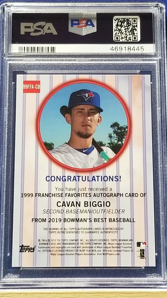 Cavan Biggio - 2019 Bowman's Best Franchise Favorites Autograph PSA 10 ...
