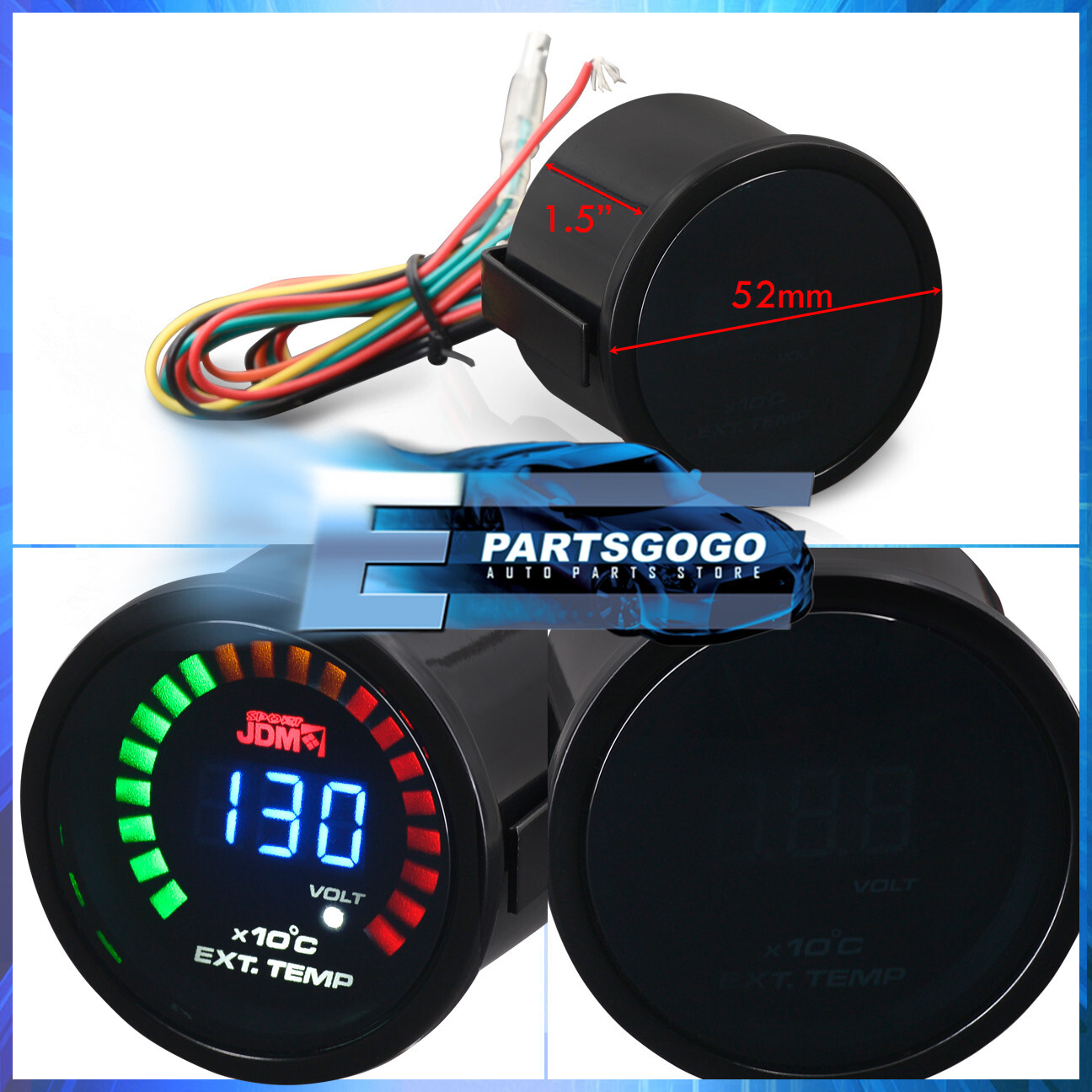 For 240SX 300ZX 2" 52MM Temperature EGT BLU Digital LED Auto Gauge ...