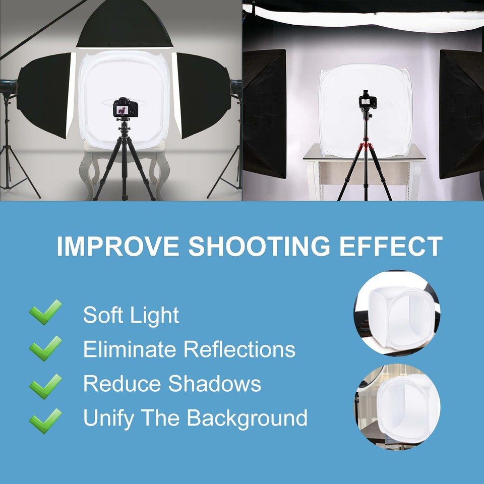Portable Photo Studio Lighting Cube Tent Kit 60 -150cm Light Box + 4 ...