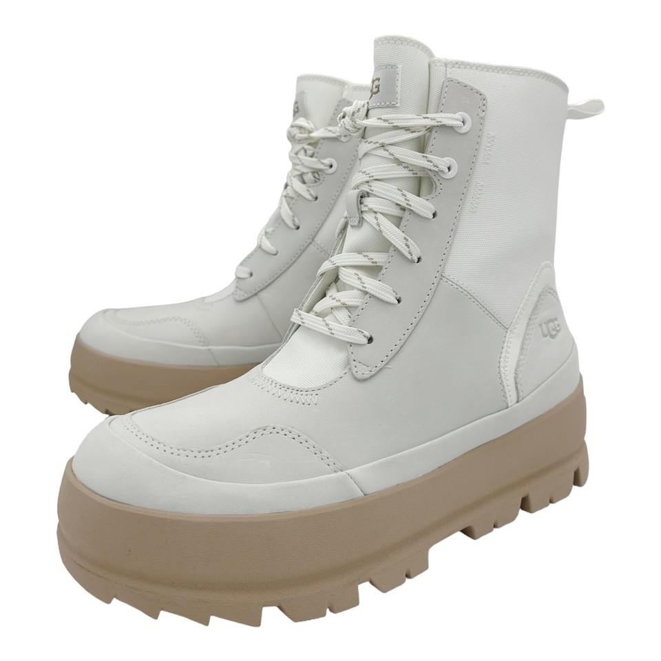 UGG THE UGG LUG BOOT BRIGHT WHITE LEATHER SHEEPSKIN WOMEN'S US SIZE 9 ...