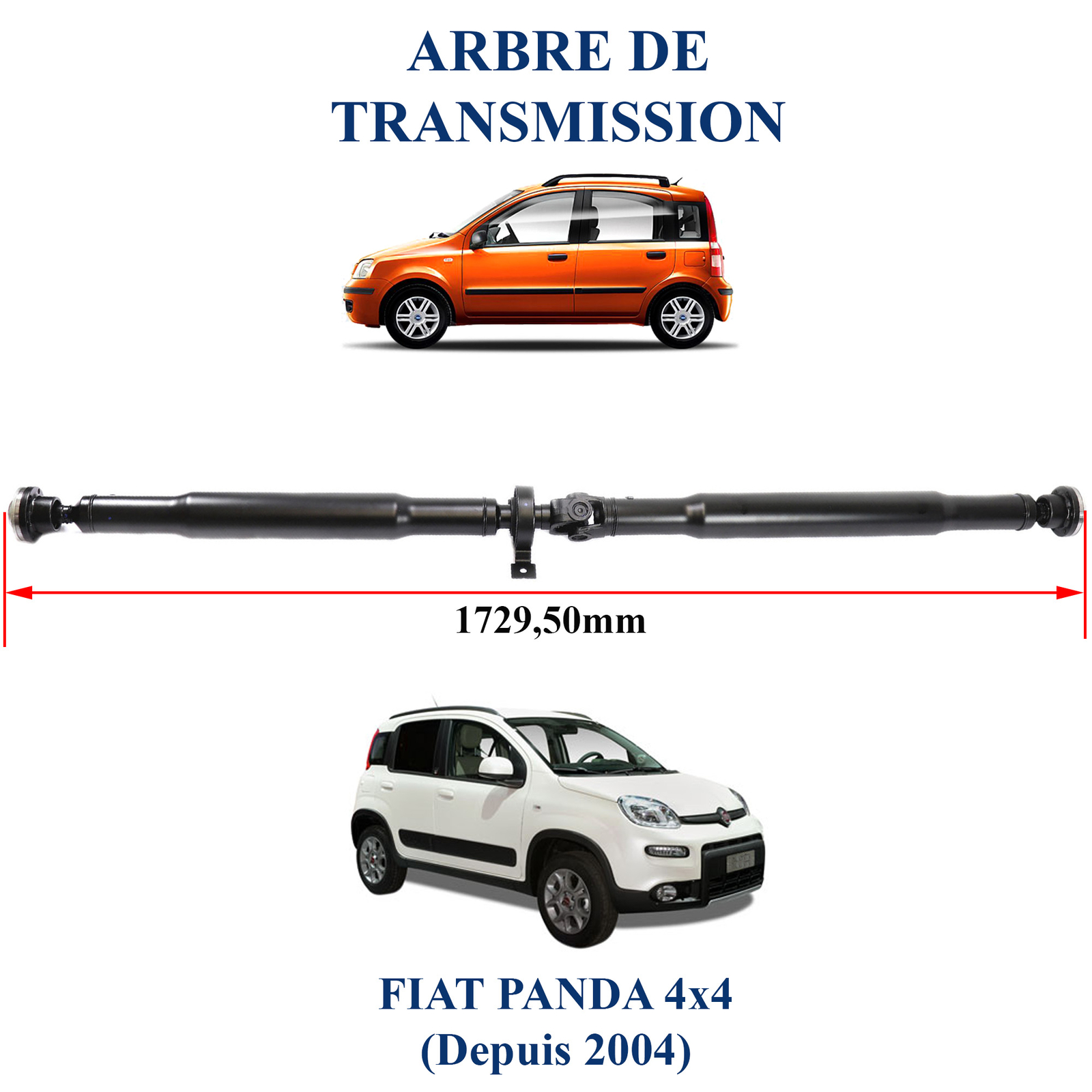 ARBRE DE TRANSMISSION FIAT PANDA II (169) 4X4 55222107, 55193595 ...