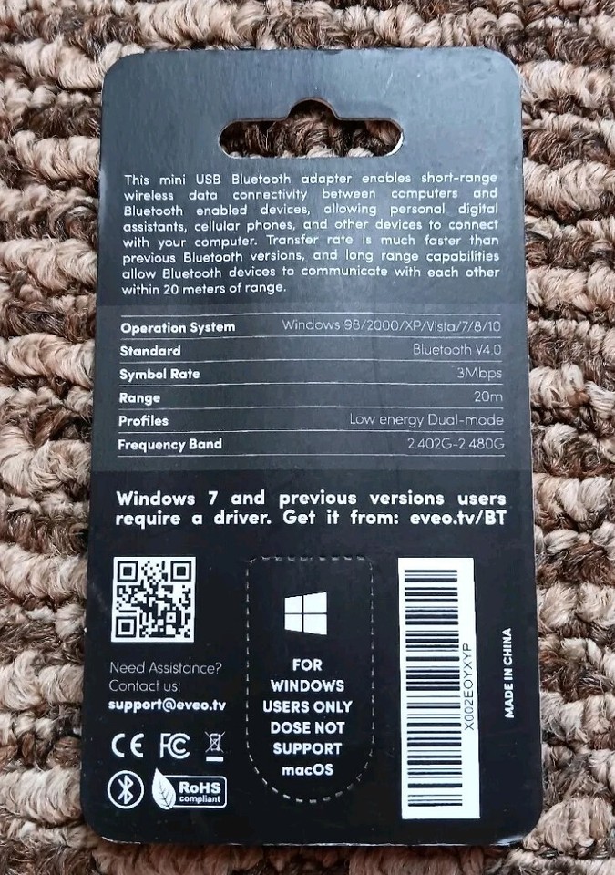 EVEO Bluetooth 4.0 Dongle USB Windows PC Headset Keyboard Mouse New! | eBay