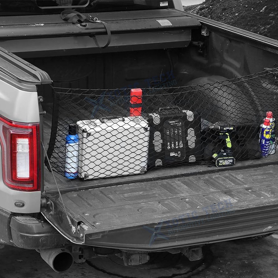Trunk Bed Double-Layer Nylon Rear Cargo Net Organizer For Ford F150 ...