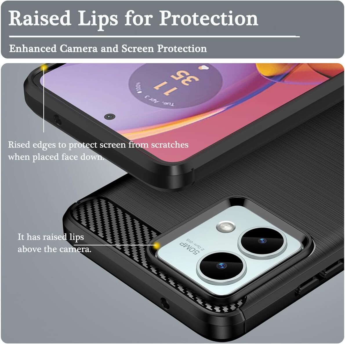 Case For Motorola Moto G54 5G G84 5G Shockproof Carbon Cover & Screen ...