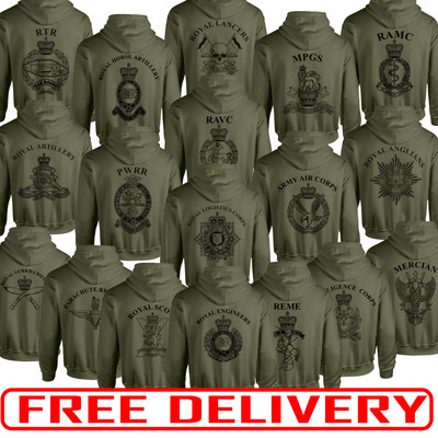 Double Sided Printed Army Olive Green hoodie HM RTR Para REME RGR RAMC ...