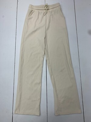 Womens White Ribbed Drawstring Pants Size Large | eBay