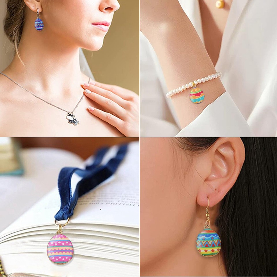 28x Enamel Egg Charms Colorful Easter Egg Bracelet Charm Egg Pendant ...