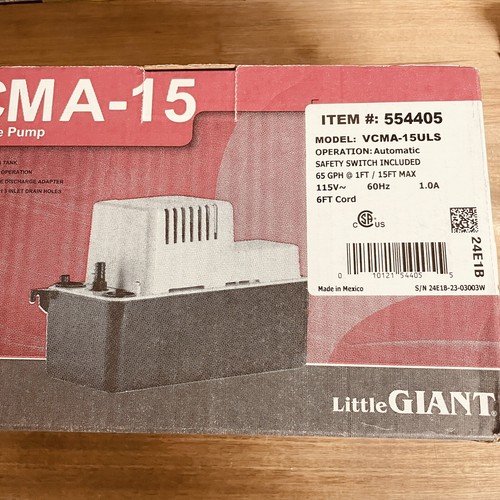 Little Giant VCMA-15ULS Automatic Condensate Removal Pump w/Safety ...