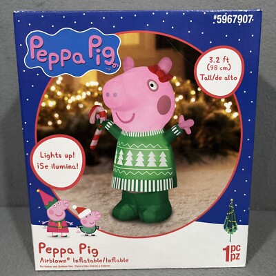 New Gemmy 3.3 FT LED Peppa Pig Green Dress Christmas Inflatable Holiday ...