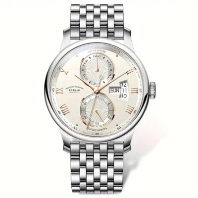 BORMAN Mens Luxury Watch Automatic Mechanical Wristwatch Month Week ...