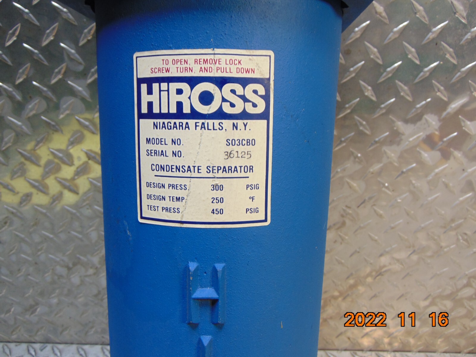 NEW HIROSS S03CB0 CONDENSATE SEPARATOR 300 PSI 250 DEG F | eBay