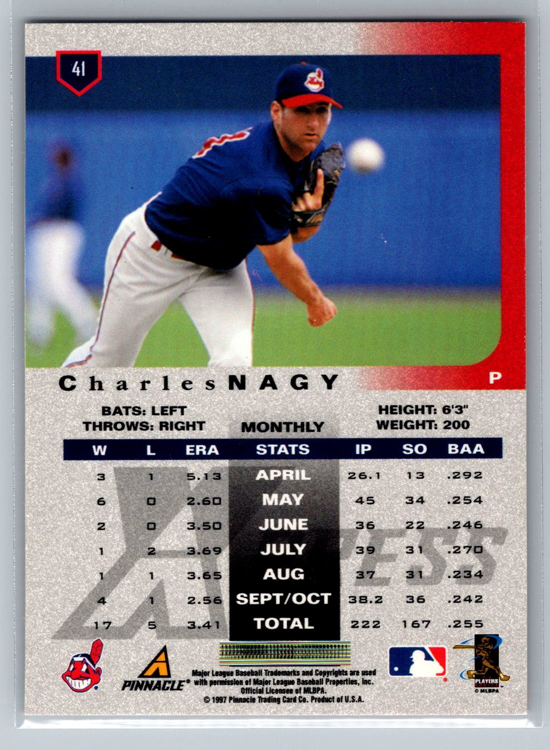 Charles Nagy 1997 Pinnacle X-Press BASEBALL #41 Cleveland Indians | eBay