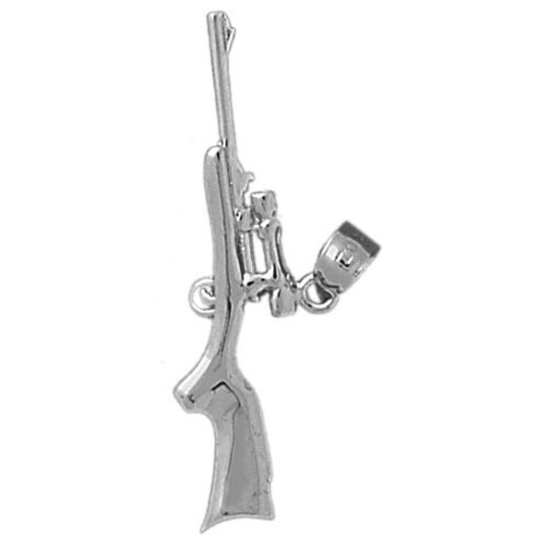Rhodium Plated 925 Sterling Silver 3D Sniper Rifle Pendant | eBay