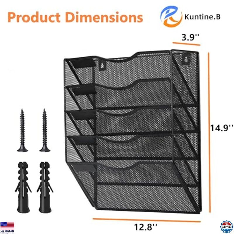 Wall File Organizer 5 Tier Hanging Magazine Holder for Office Home ...