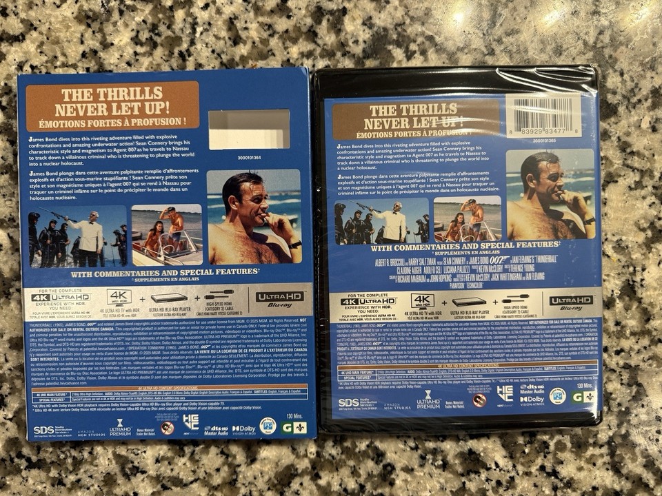 James Bond OO7 Thunderball (4K UHD) With Slipcover - Sean Connery | eBay