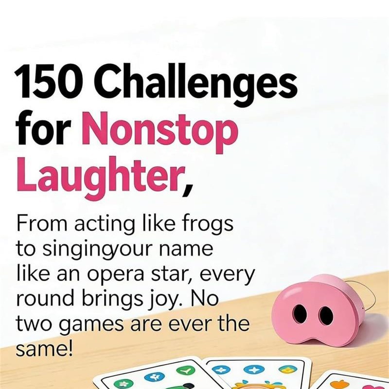 The You Laugh You Lose Party Game, Pig Nose Card Game with 150 ...