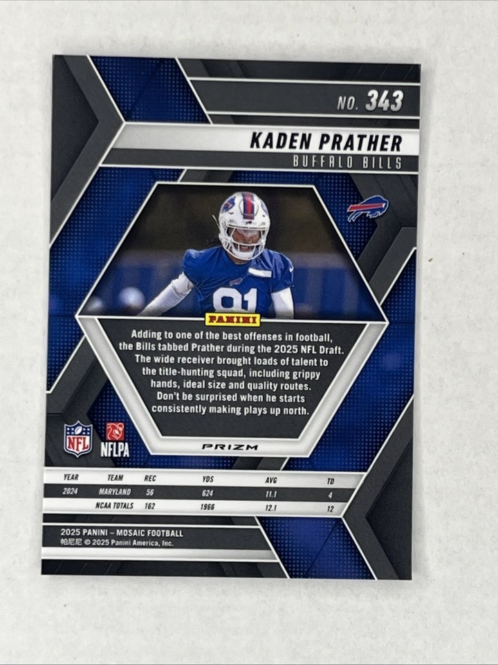2025 Panini Mosaic - Kaden Prather RC Purple Scope Prizm #343 Buffalo ...