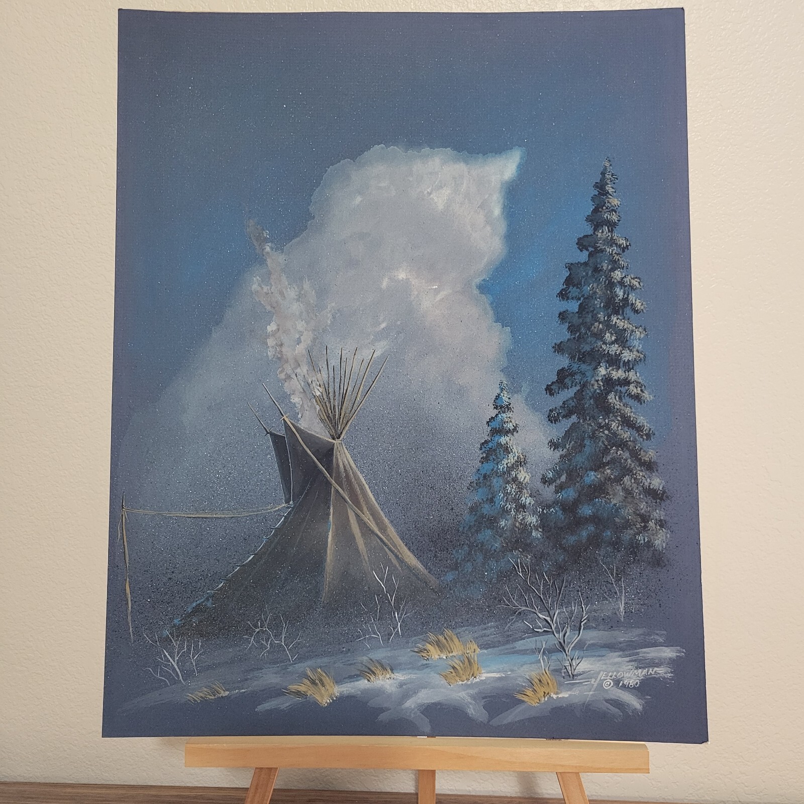 Bemic Nelson Yellowman Navajo Gauche Painting Storm Native American Art ...