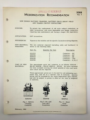 Battery Charging Shunt Contactors Modernization EMD Electro Motive ...