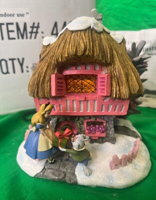 RARE Disney WHITE RABBIT COTTAGE Light-up House ALICE IN WONDERLAND 4 ...