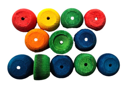 12 PAK COLORFUL 1 1/4" TAPERED WOOD ROUNDS PARROT BIRD TOY CRAFTS PARTS ...