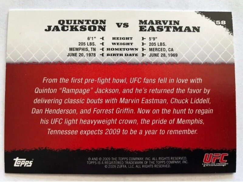 2009 Topps UFC Round 1 Quinton Jackson RC ROOKIE Rampage MMA BOXING | eBay