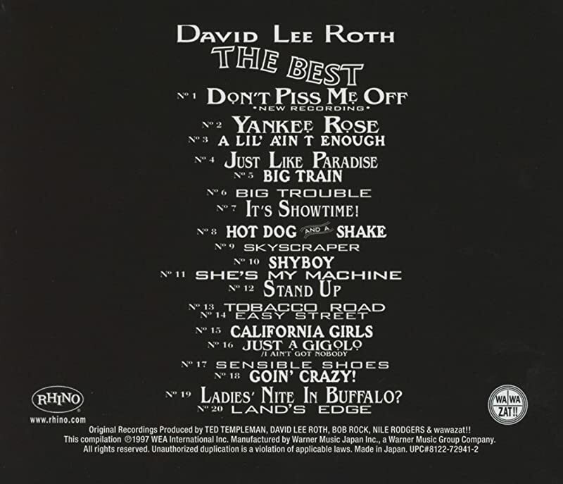 (Duty Paid) DAVID LEE ROTH-DAVID LEE ROTH THE BEST-JAPAN SHM-CD ...