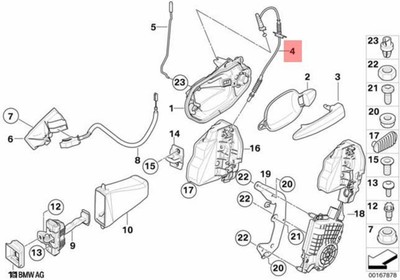 Genuine BMW E60 E61 520d 520i 523i Bowden Cable Outside Door Handle ...