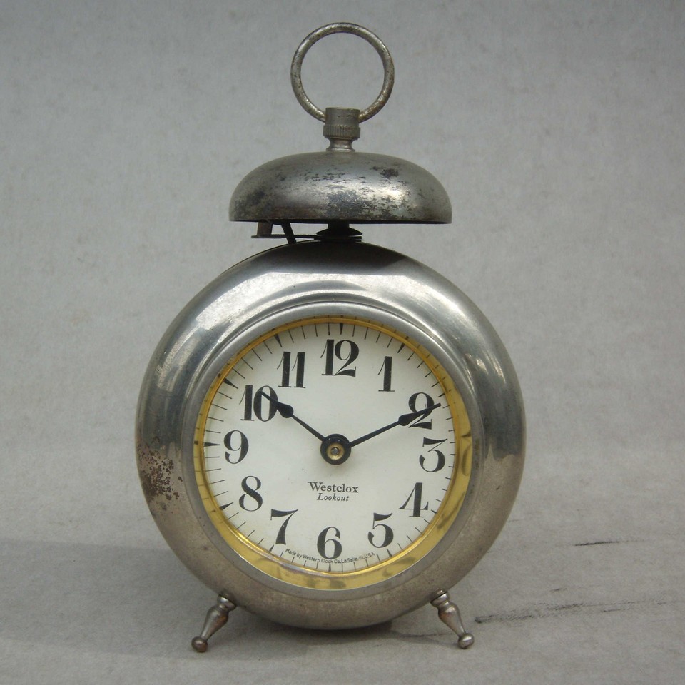 Vintage Westclox Western Clock Co. Lookout Wind-Up Alarm Clock Early ...