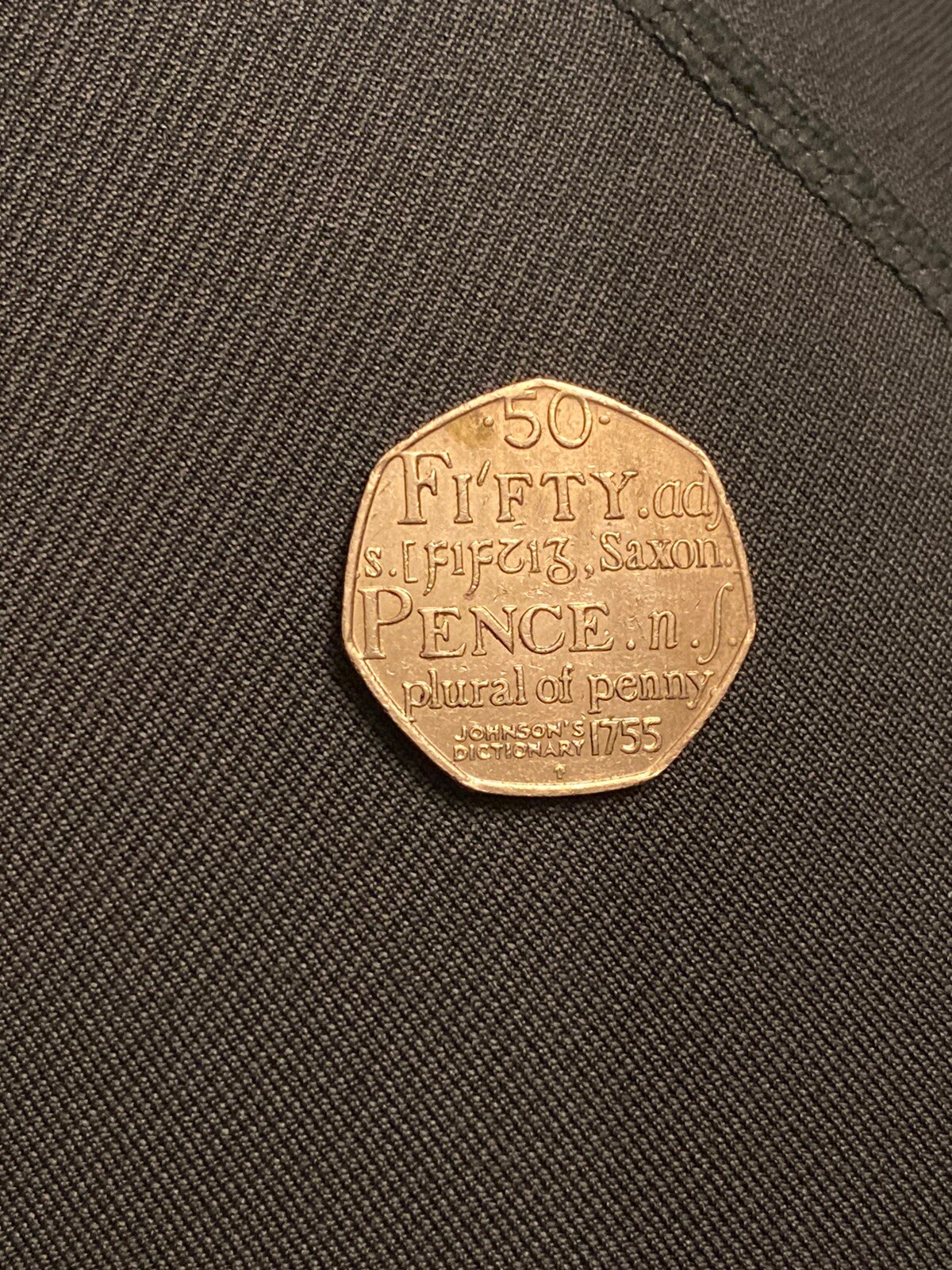 Rare 50p Fifty Pence Coin Johnson's Dictionary 1755 Saxon Plural Of ...