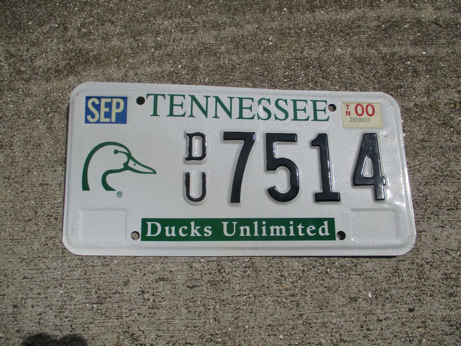 Tennessee 2000 Ducks Unlimited license plate # 7514 | eBay