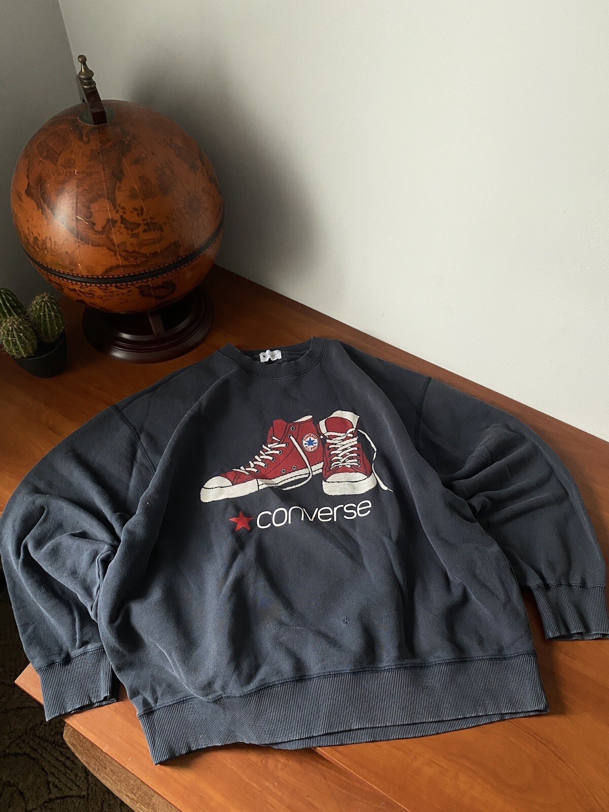 CONVERSE CREW NECK SWEATSHIRT JUMPER MEN'S GREY RETRO VINTAGE COMFY ...