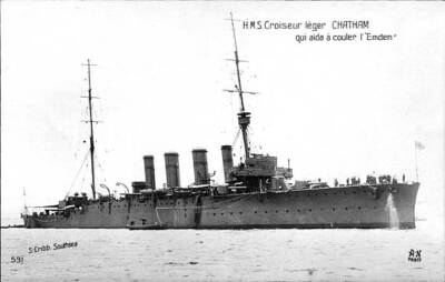 British Royal Navy Battleship Cruiser HMS Chatham SHIPPING NAVAL OLD ...