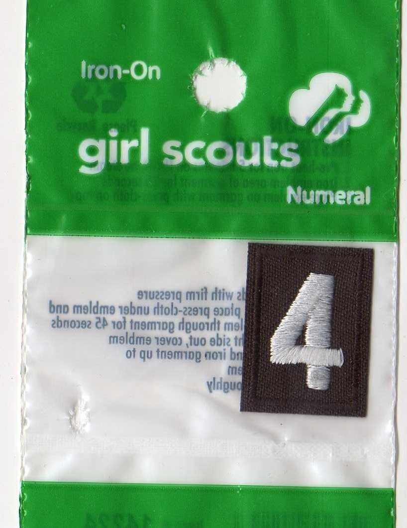 ~#4 Four~Brown Brownie Girl Scouts Troop Number Numeral Badge Patch~NEW ...