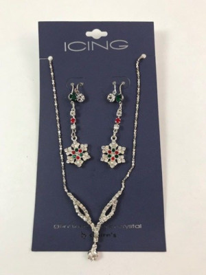 Icing by Claire's Necklace Snowflake Earrings and Crystal Dangle ...
