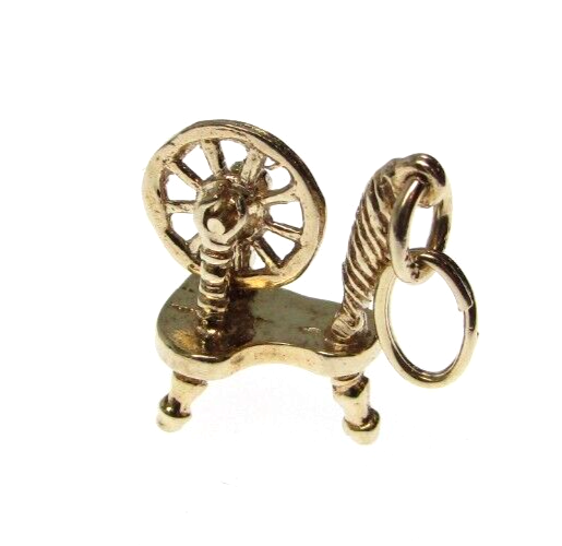 Danecraft 24KT Gold Over Sterling Yarn Spinning Wheel Necklace Pendant ...