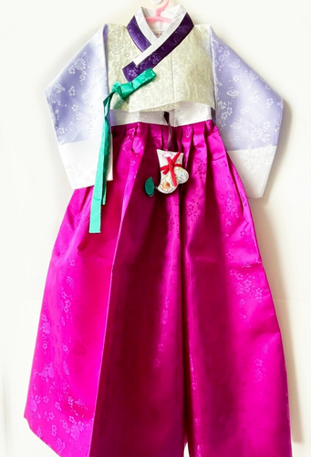 6 Year Korean Traditional Dress Hanbok & Norigae & Hair Ribbon Danggi ...