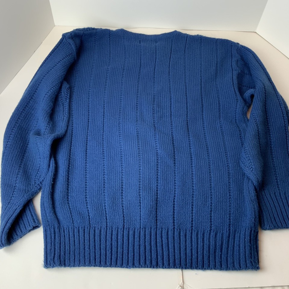 1970’s Banner Montgomery Ward Men’s Medium Blue Sweater W/Leather Trim ...
