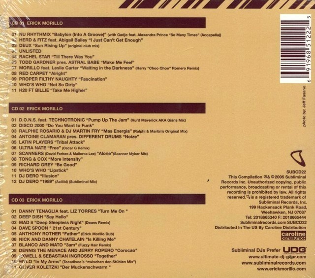 Subliminal Sessions, Vol. 9 by Erick "More" Morillo (CD, Oct-2005, 3 ...