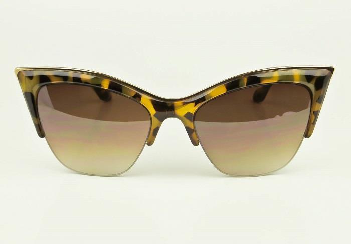 Cat Eye Semi Rimless GOLD Rim RITA Tryst PinUp Razor Big Mosaic ...