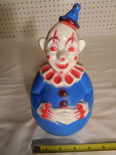 Fantastic Vintage Red Eyed Scary Wobble Clown marked JB ~ Bell & Weight ...