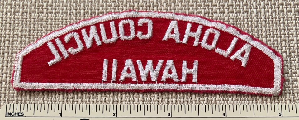 Vintage ALOHA COUNCIL HAWAII Boy Scout Red & White Strip PATCH RWS HI ...