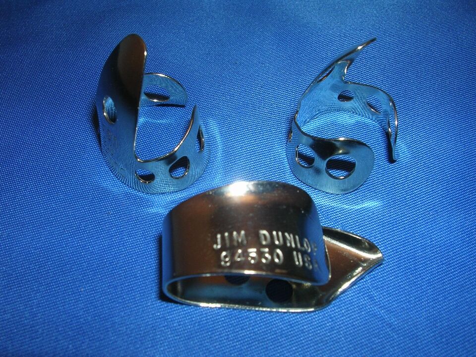 DUNLOP PICK SET-3 Pc .020" Nickel Silver - 1 Thumb Pick .025" - 2 ...