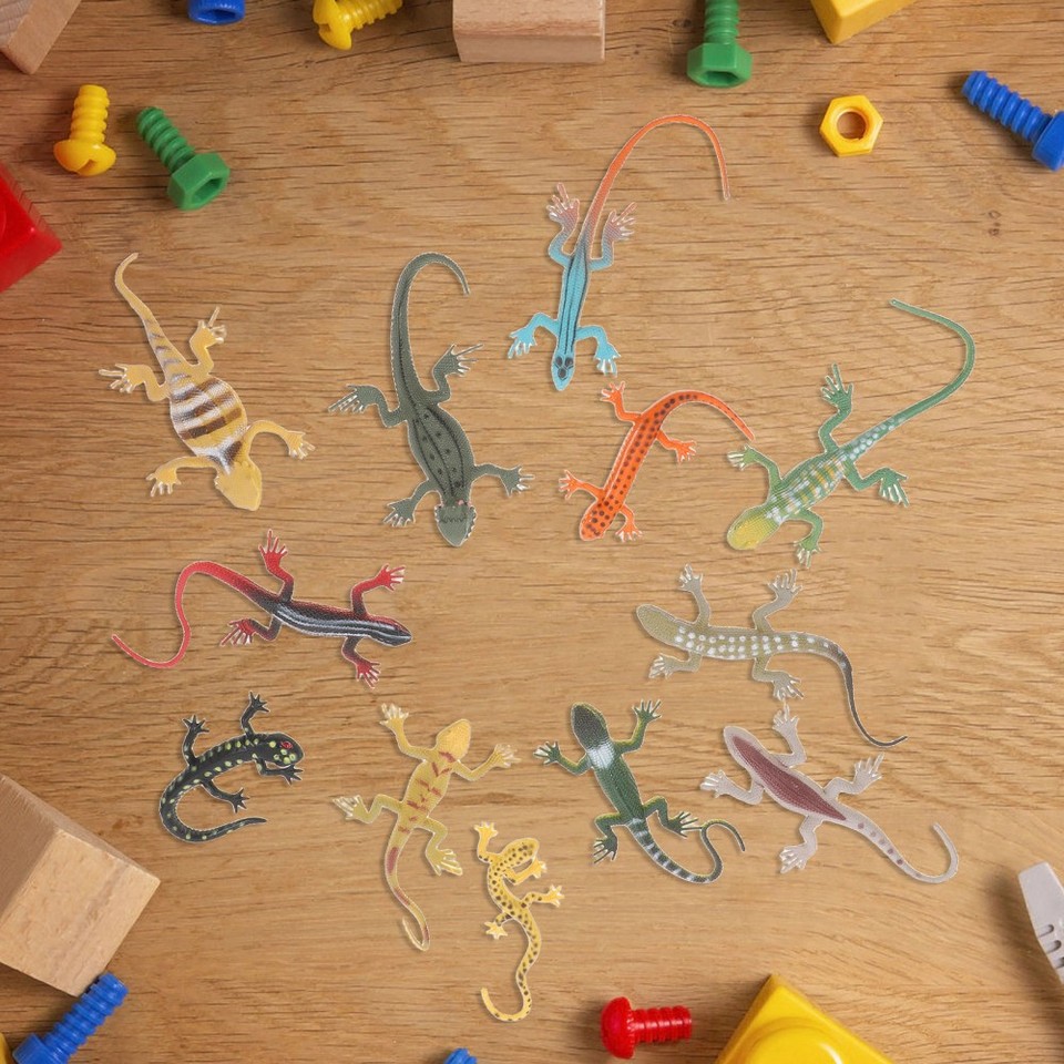 12 Pcs Lizard Toy Child Simulation Reptiles Toys Plastic Gecko Models ...