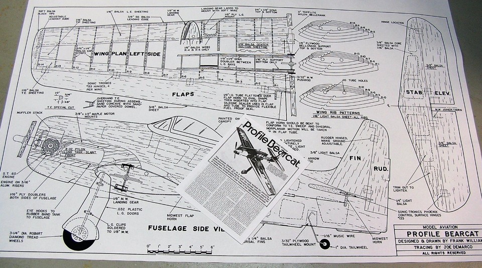 Model Airplane Plans (UC): BEARCAT 58" Profile Stunter for .60 Engine ...