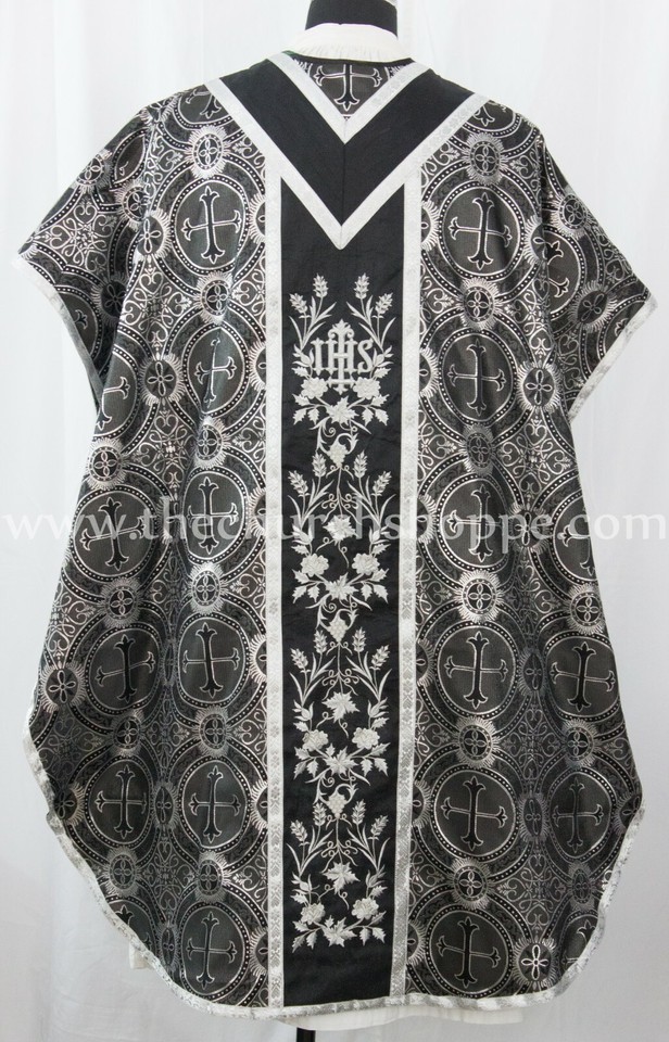 Noir Argent Chasuble.st. Philip Neri Style Vêtement de Cérémonie ...