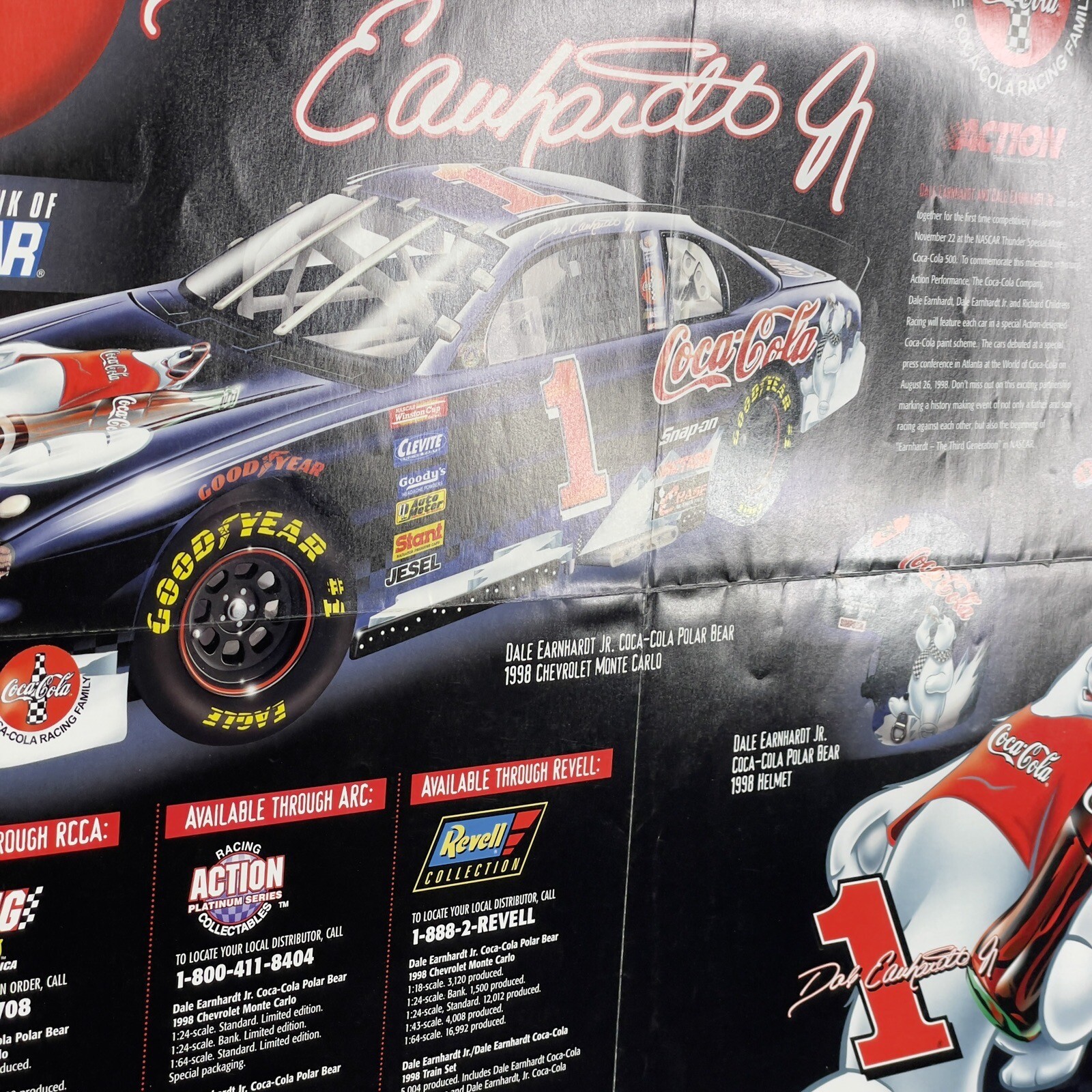 Dale Earnhardt Sr. (#3) & Jr. (#1) 1998 Coca Cola Nascar Racing Poster ...