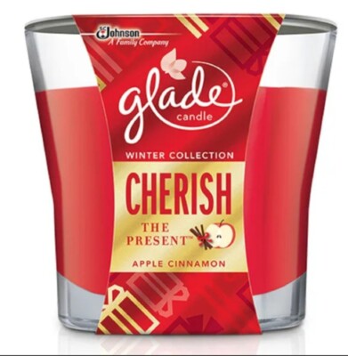NEW Glade CHERISH THE PRESENT APPLE CINNAMON WINTER COLLECTION Candle ...