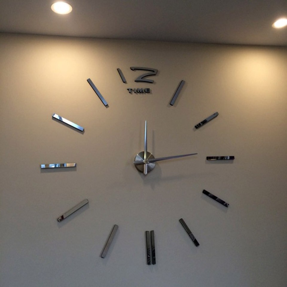 3D Large Frameless Wall Clock Mirror Wall Sticker Modern Home Decor ...