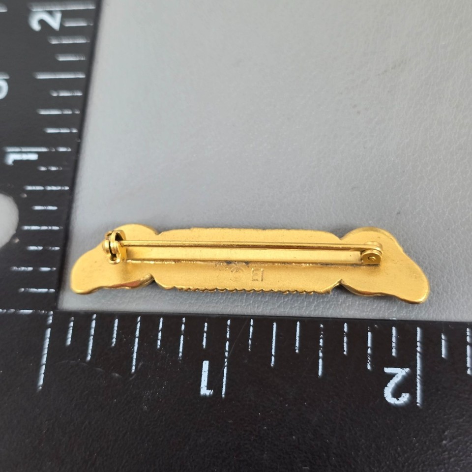 Antique Gold-Tone Double Ram Head Scroll Pin Brooch W/ Textured Ornate ...